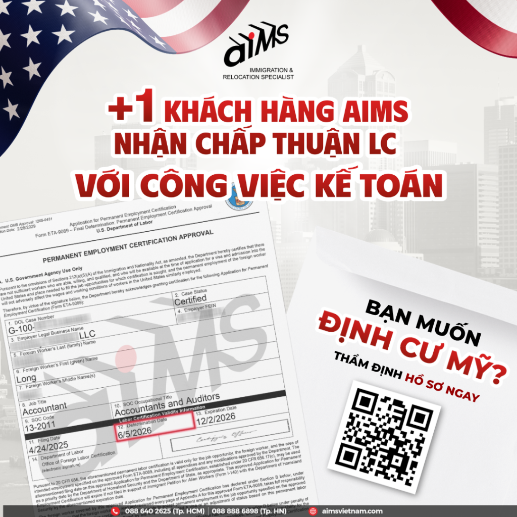 +1 KHÁCH HÀNG AIMS NHẬN CHẤP THUẬN LC VỚI CÔNG VIỆC KẾ TOÁN - AIMS